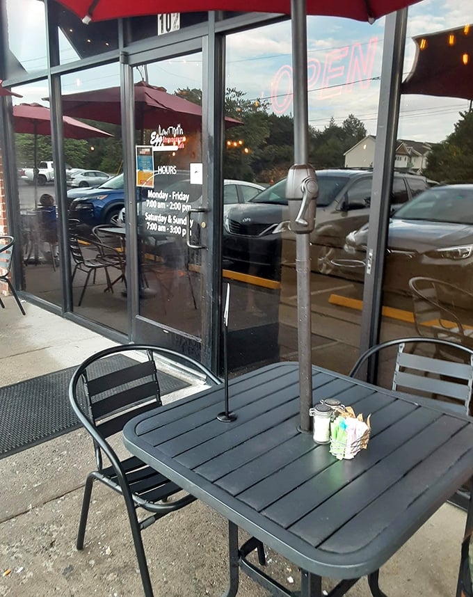 Outdoor seating for those rare perfect Tennessee mornings when the humidity takes a day off and your coffee stays the perfect temperature for more than three minutes.