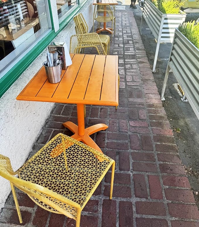 Outdoor seating for those perfect California mornings when even being inside feels like a waste of sunshine and gentle breezes.