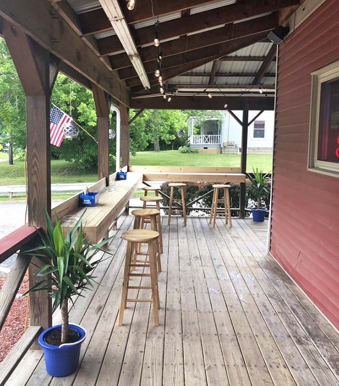 The covered porch offers al fresco dining with a side of small-town charm&mdash;perfect for those summer evenings when indoors feels criminal.