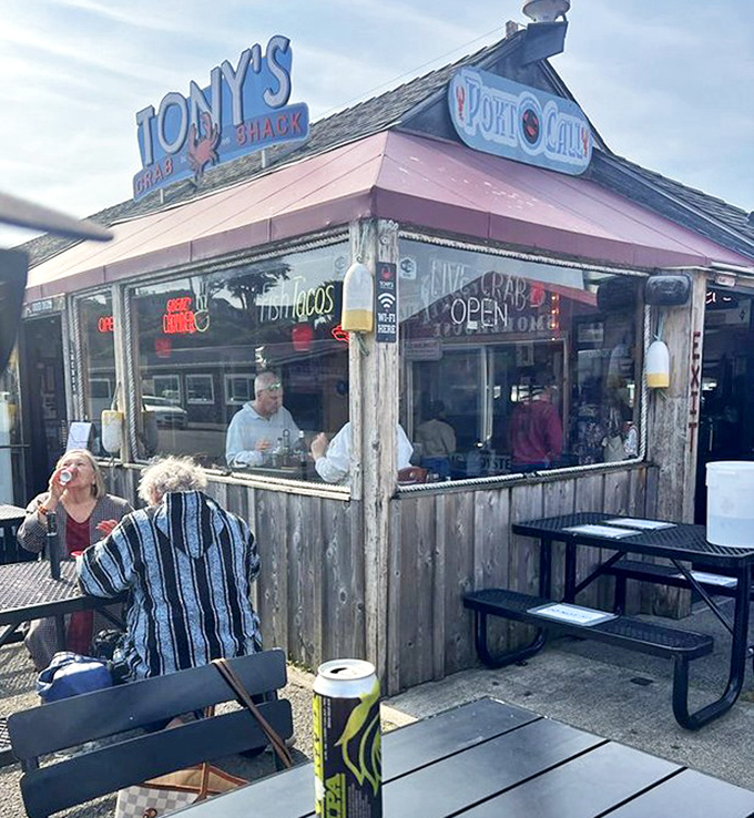 Seaside dining as nature intended. These weathered wooden walls have witnessed countless "first bite" faces of pure seafood joy.
