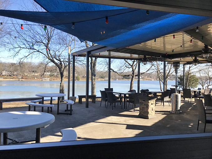 The lakeside patio offers al fresco dining with a view that reminds you water doesn't have to be salty to set the perfect seafood mood.