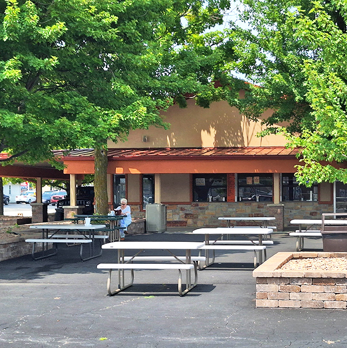Picnic tables standing at the ready &ndash; silent witnesses to decades of first bites, satisfied sighs, and the occasional "you've got to try this."