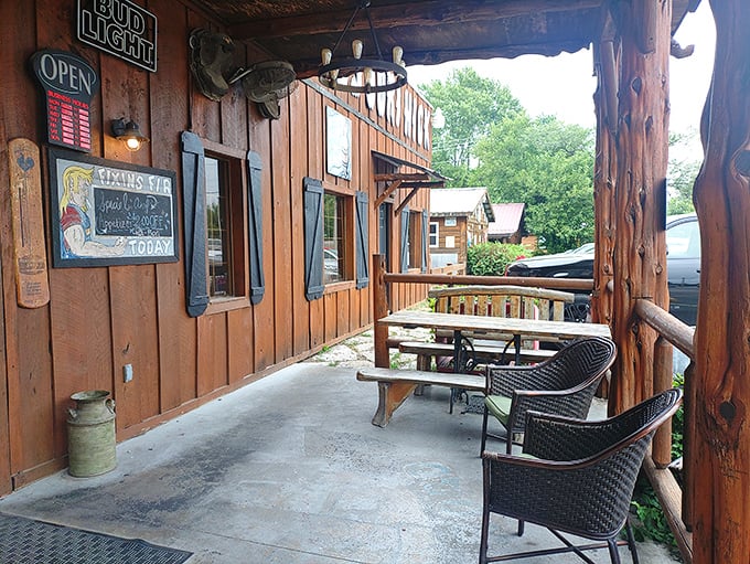 The front porch philosophy: good food tastes even better with fresh air. A perfect spot to contemplate life's big questions between bites.