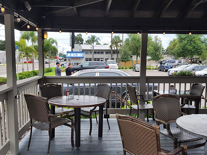 Outdoor seating offers a breezy Florida alternative for enjoying your breakfast feast while watching the neighborhood come to life.