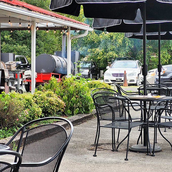 Outdoor seating where the soundtrack is satisfied sighs and the occasional "You've got to try this!" from neighboring tables.