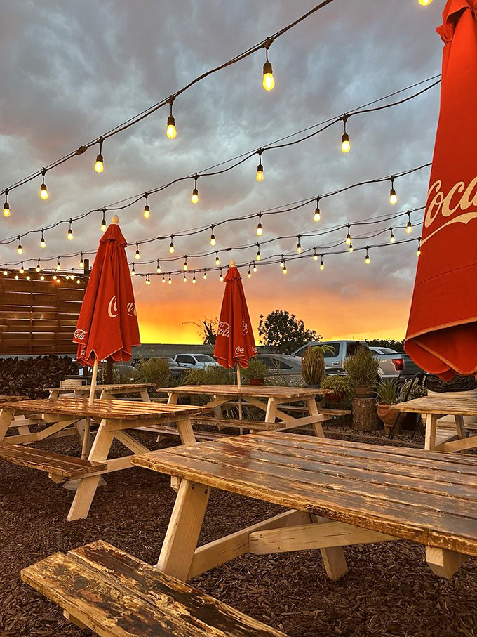 Arizona sunsets and string lights create the perfect backdrop for outdoor dining – nature's way of saying "eat more BBQ."