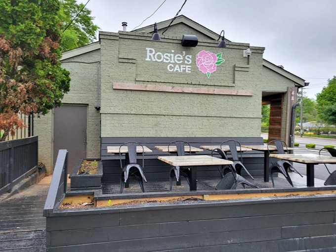 Outdoor seating that lets Atlanta's weather become part of your dining experience. Those metal chairs have hosted countless satisfied sighs.
