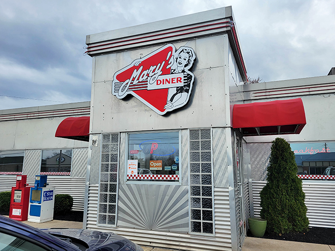 Mary's Diner stands proudly against the Ohio sky, a beacon of hope for hungry travelers and locals who understand that calories consumed in diners don't count.