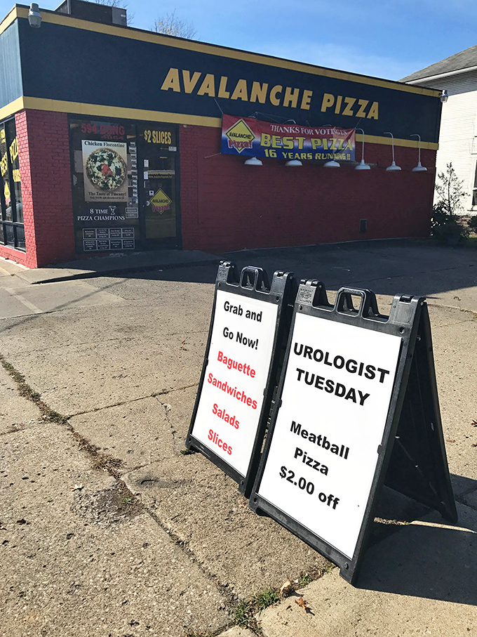 "Urologist Tuesday" proves this place has a sense of humor as sharp as their pizza cutters.