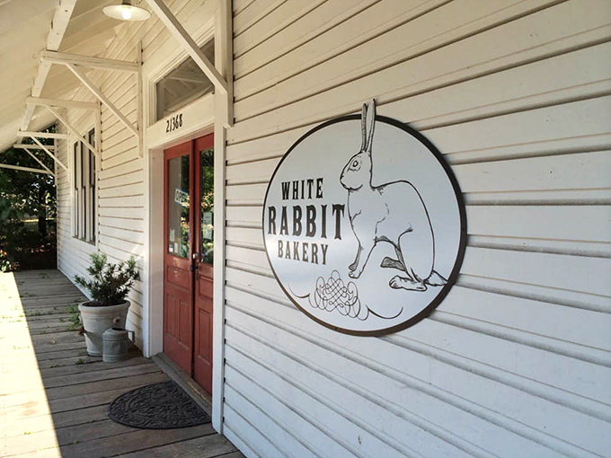 The iconic White Rabbit sign welcomes you like an old friend, promising that yes, you've found the right rabbit hole to tumble down for pastry adventures.