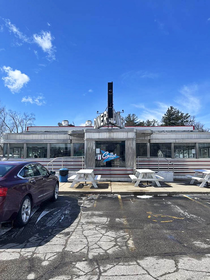 Even on cloudy days, The Comet shines. That classic "DINER" sign has guided hungry travelers like a North Star of nourishment.
