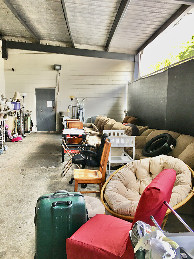 The furniture annex&mdash;where sofas, chairs and forgotten home goods bask under fluorescent lights, dreaming of second chances.