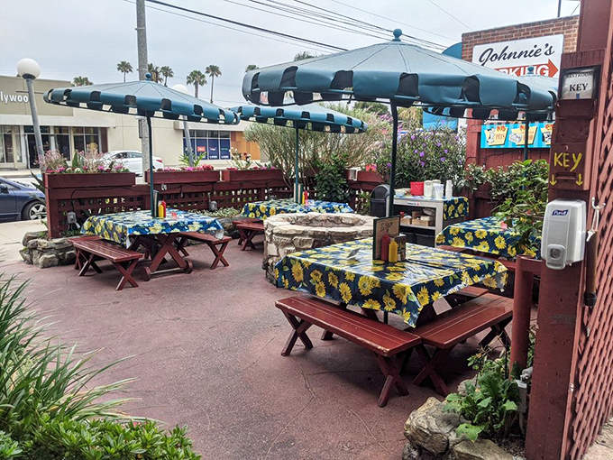 The patio offers a slice of California sunshine with your sandwich. Those picnic tables have hosted countless celebrations and everyday meals alike.