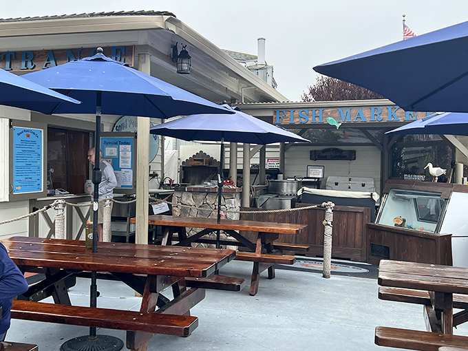 Harborside dining at its finest - where fishing boats provide dinner entertainment and atmosphere.