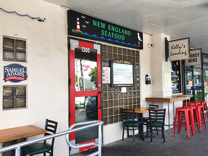 The outdoor seating area&mdash;where Florida sunshine meets New England flavor. Samuel Adams sign included for maximum Boston authenticity.
