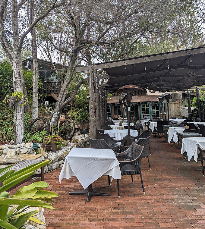 Outdoor seating that makes you forget you're minutes from Los Angeles. These tables have hosted countless celebrations and first dates.