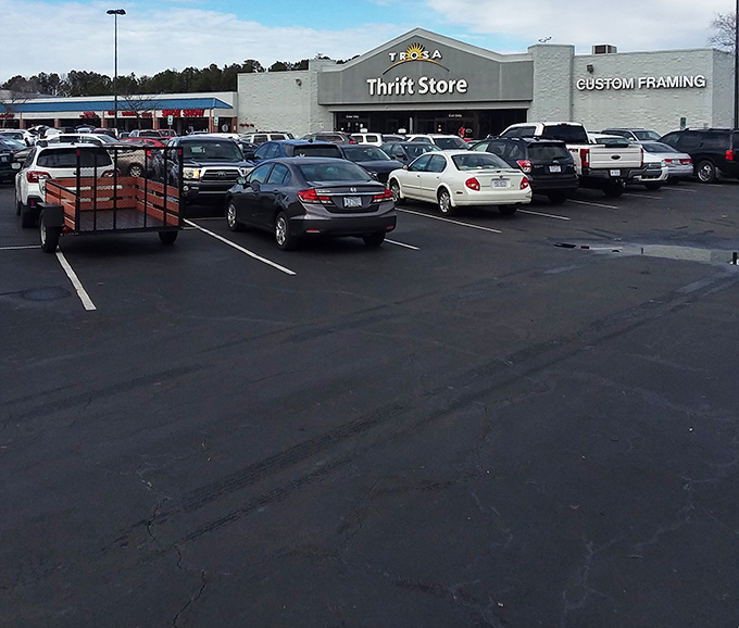 The packed parking lot tells the real story&mdash;TROSA isn't just a store, it's a destination. Durham residents know where the good stuff hides.