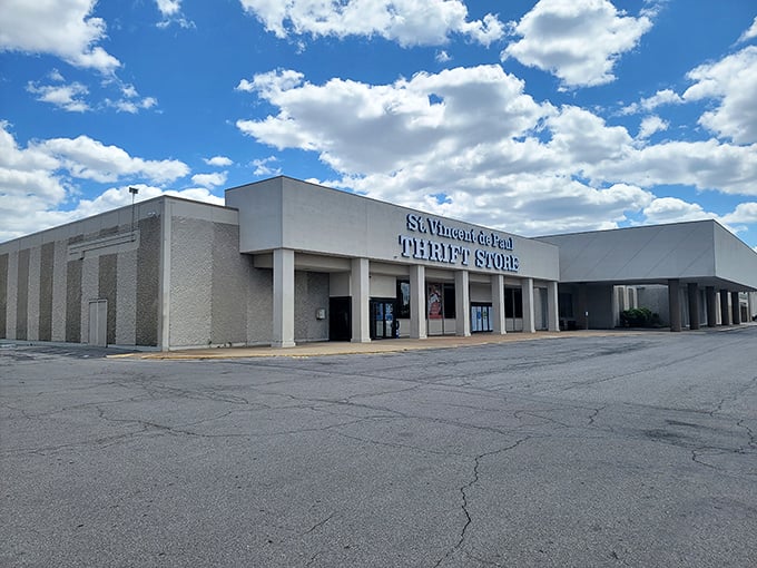 The calm before the shopping storm &ndash; St. Vincent de Paul's exterior gives no hint of the treasure-filled chaos waiting inside.