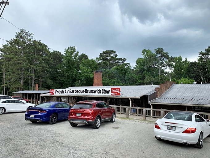 Even luxury cars line up in the gravel lot, proof that exceptional barbecue is the great equalizer in Georgia's social hierarchy.