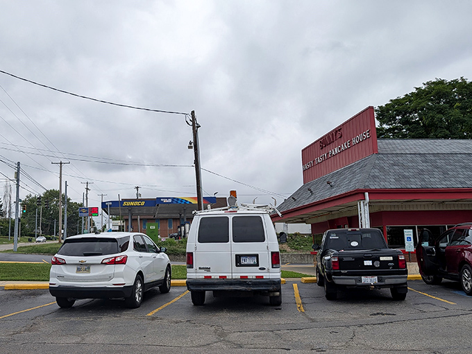Even on cloudy days, the parking lot fills with loyal subjects of the breakfast realm. Some relationships last decades; others begin with "pass the syrup."