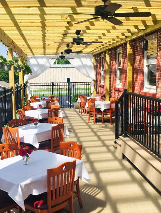 The outdoor patio offers al fresco dining with a side of fresh air and Pennsylvania charm.
