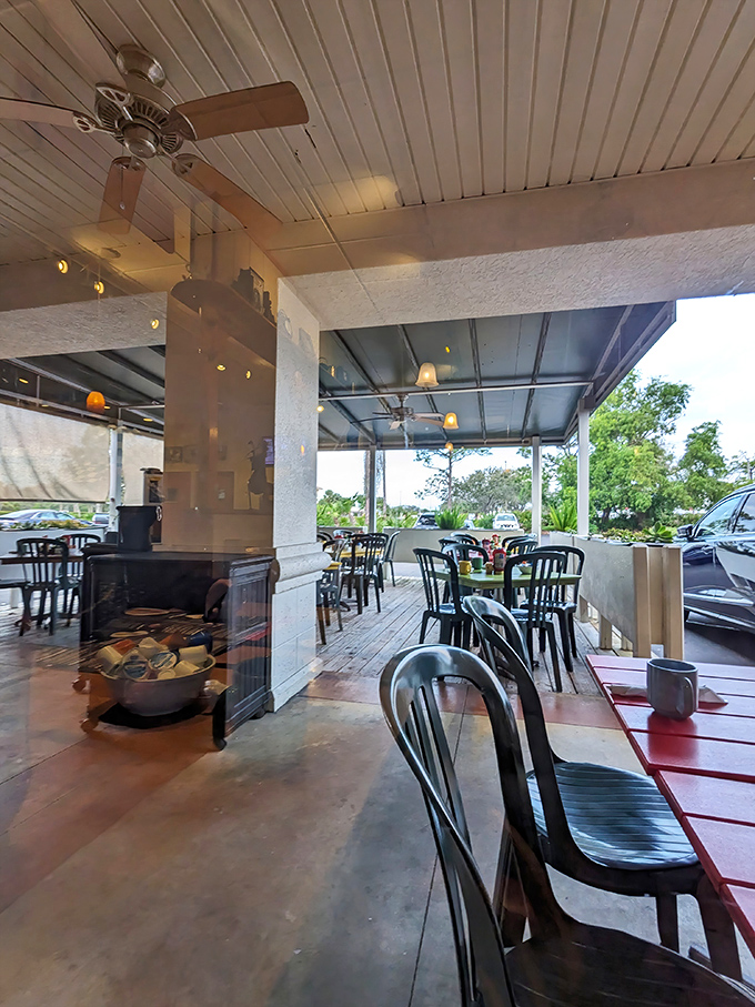 The breezy patio space offers a perfect compromise between indoor comfort and outdoor vibes. Morning coffee tastes better with a side of fresh air.