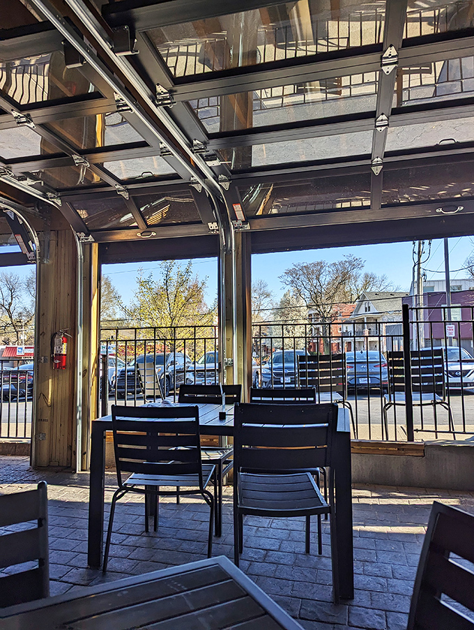 The garage-door patio brings the outdoors in&mdash;perfect for enjoying smoky meats while contemplating Kansas City's barbecue legacy.