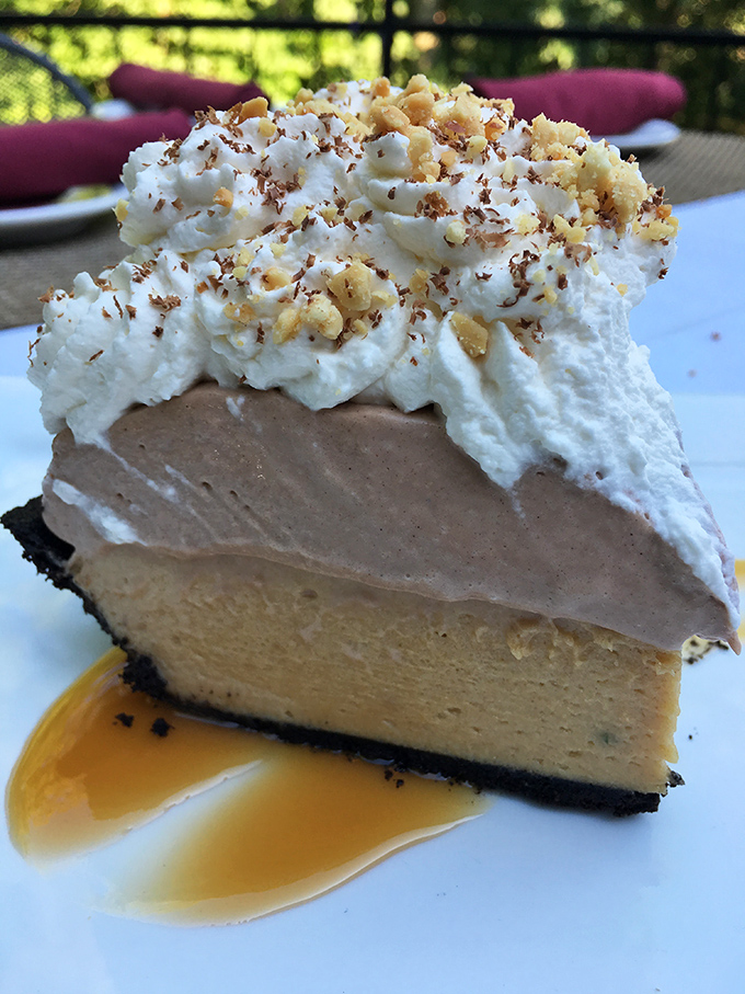 This isn't just dessert&mdash;it's therapy in pie form. Layers of chocolate and peanut butter topped with whipped cream and a caramel drizzle.