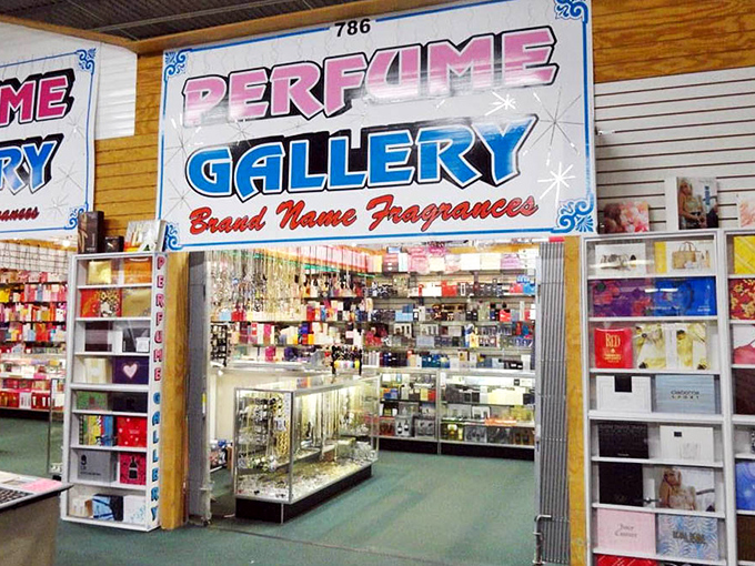The "Perfume Gallery" promises brand-name fragrances at prices that won't leave your wallet smelling like desperation.