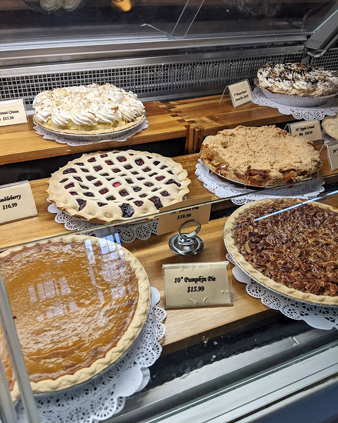 The pie case at Country Fare isn't just a display—it's a museum of American dessert excellence where every slice tells a delicious story.