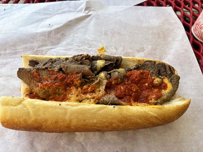 The pizza steak&mdash;Pat's brilliant fusion of two comfort foods that proves Philadelphia understands the meaning of "more is more."