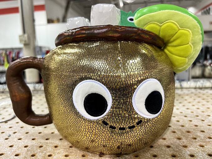 This golden mug with googly eyes and lime accent isn't just kitchenware &ndash; it's morning coffee with a side of whimsy.
