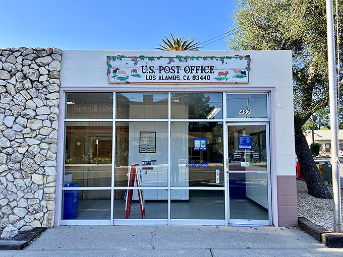Even the Post Office in Los Alamos has character. Mailing postcards from here adds an extra layer of authenticity to your humble-brags.