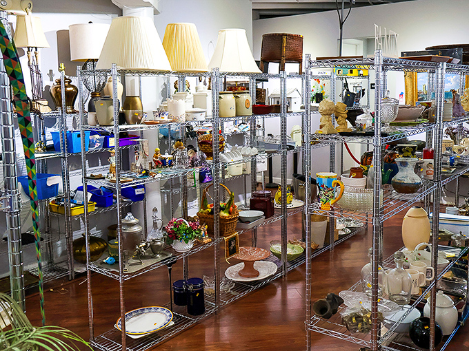 Lamps, vases, and vintage treasures create a home decorator's playground where your grandmother's style meets your modern aesthetic sensibilities.