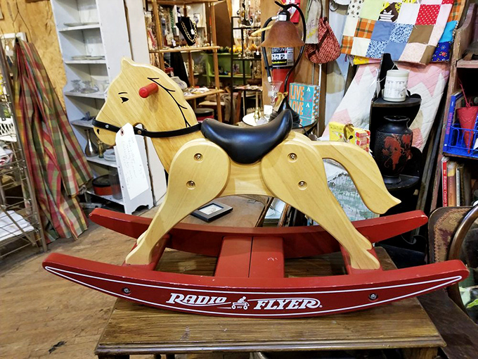 A Radio Flyer rocking horse that's witnessed generations of childhood joy. Still ready to provide imaginary adventures for the next young cowboy.