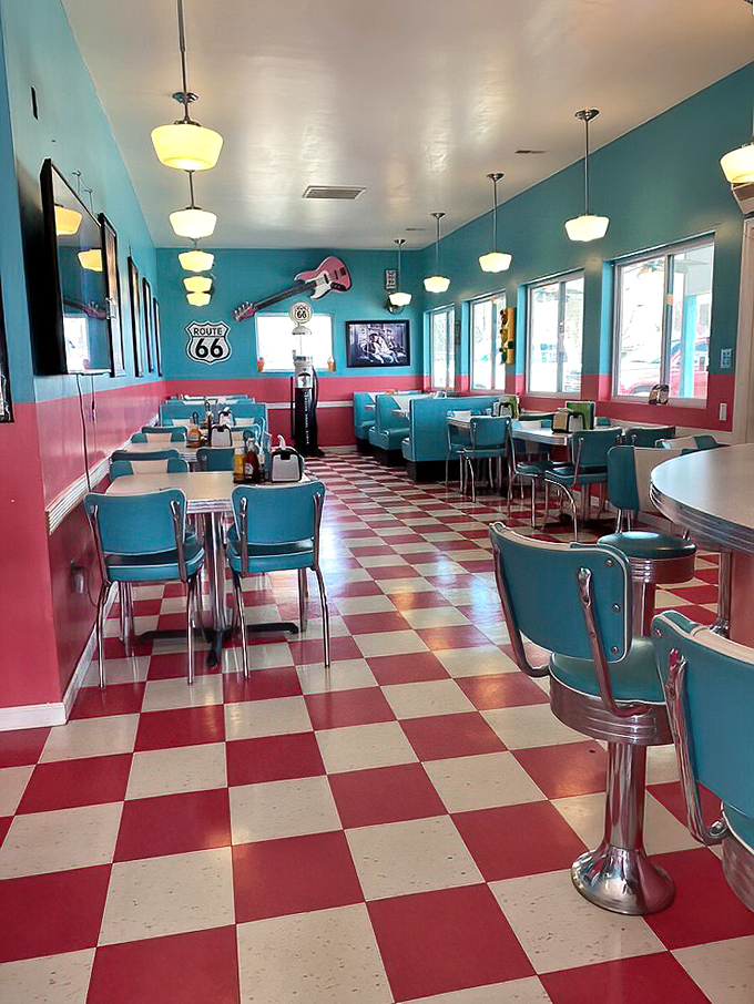 The 50's diner serves up nostalgia with a side of comfort food. Those turquoise vinyl seats have supported countless hungry travelers.
