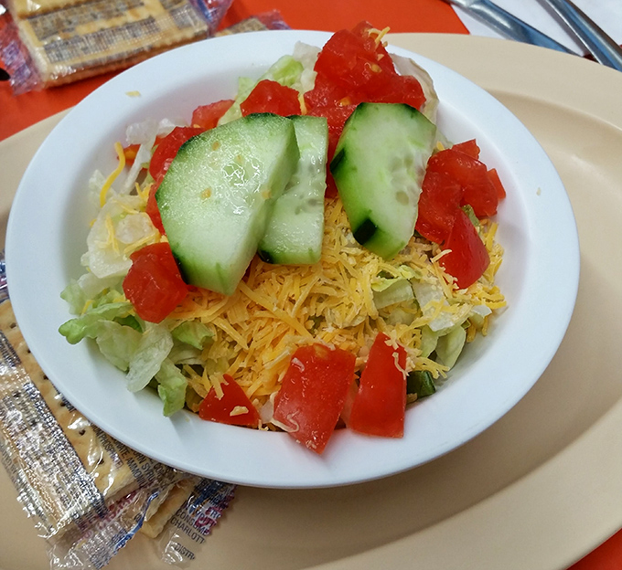 A garden salad that doesn't apologize for being healthy&mdash;it's too busy showing off those fresh vegetables and that perfect sprinkle of cheese.