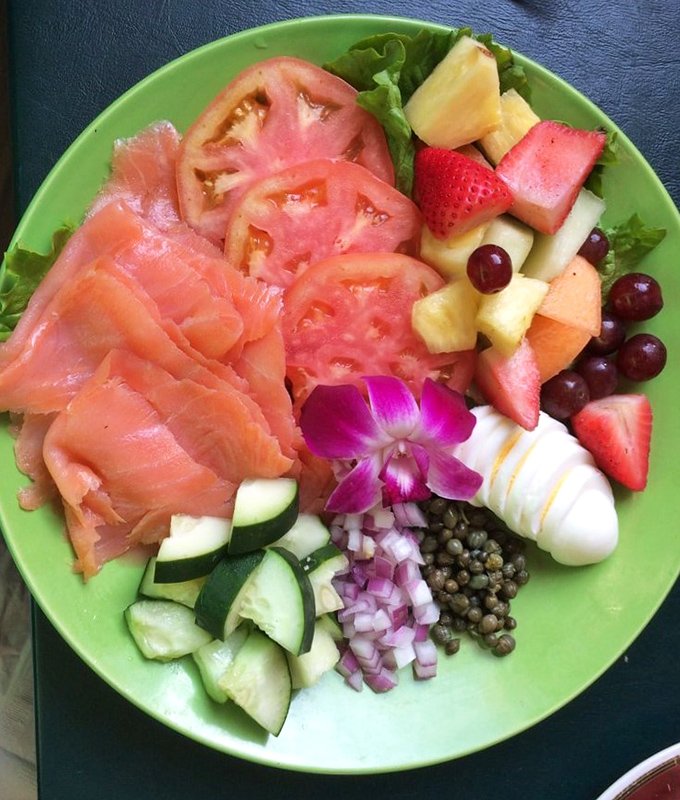 A salmon plate that brings unexpected elegance to breakfast, proving Southern Sisters isn't just about heavy comfort food.