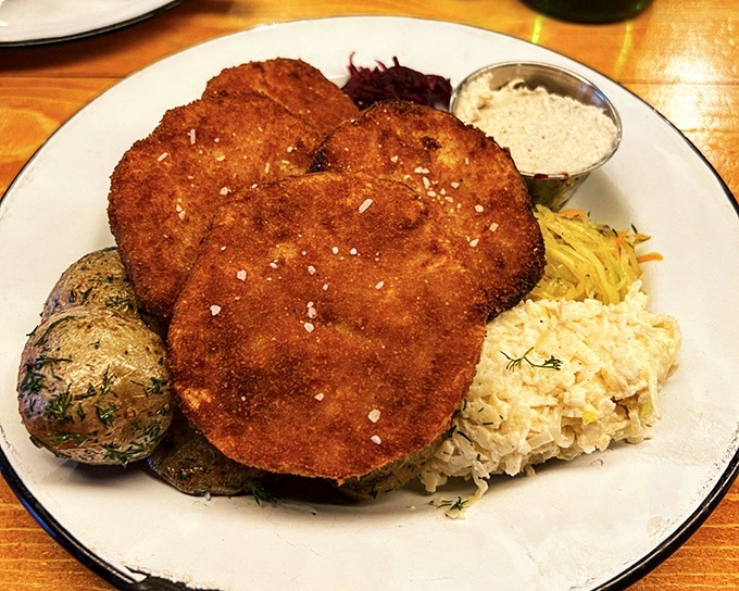 Apteka's schnitzel proves that breading and frying makes everything better&mdash;a golden-brown masterpiece that puts chicken-fried anything to shame.