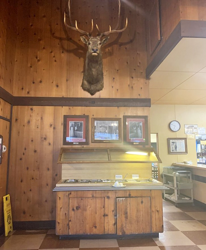 The self-serve station and rustic decor speak volumes about priorities here: substance over style, flavor over fuss.