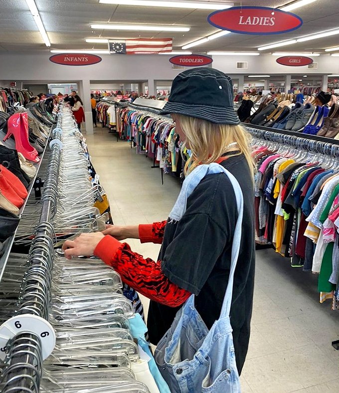 Thrift store warriors know the secret: patience and persistence pay off. This shopper's methodical approach will surely yield gold.