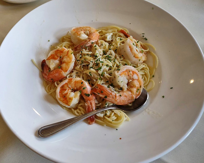 Shrimp scampi over linguine brings coastal flavors to Pennsylvania's heartland with impressive flair and finesse.