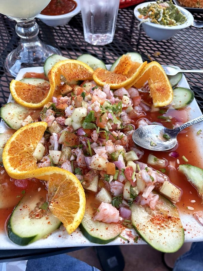 This isn't just ceviche&mdash;it's a refreshing flavor fiesta with cucumber, orange, and enough lime to make your mouth do a happy dance.