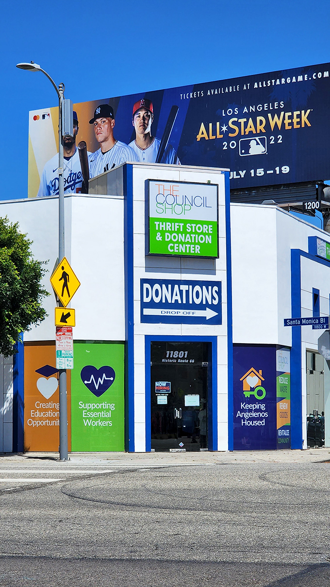 The Council Shop's prominent signage and colorful mission statements make it clear: this isn't just shopping—it's shopping with purpose.
