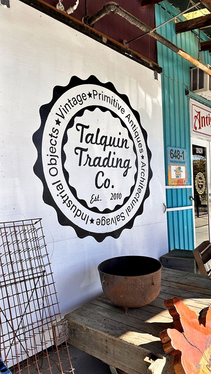 The Talquin Trading Co. logo promises "Vintage, Primitive, Antiques, Architectural Salvage, Industrial Objects"&mdash;and delivers on every count.