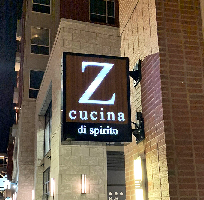 Z Cucina's illuminated sign serves as a beacon for hungry Columbus residents seeking authentic Italian flavors with a contemporary twist.