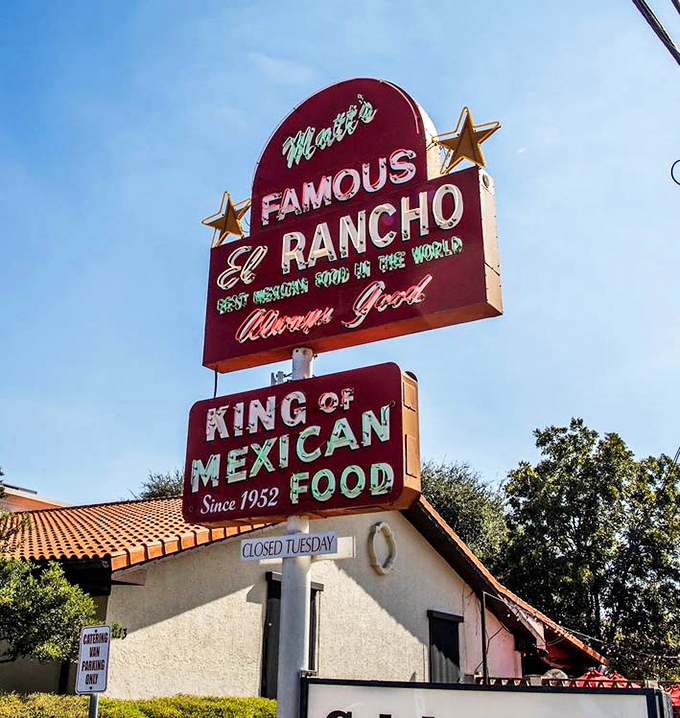Not just a sign but a beacon of hope for hungry travelers &ndash; promising "Best Mexican Food in the World" with the confidence that comes from decades of satisfied customers.
