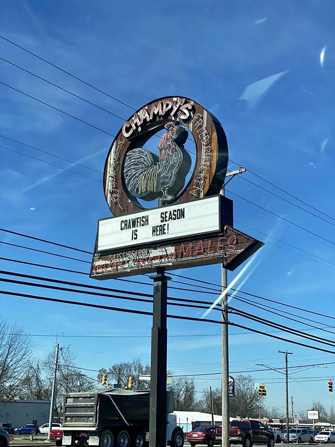"Crawfish Season Is Here!" proclaims the iconic Champy's sign—a roadside announcement that causes spontaneous detours and sudden hunger pangs.