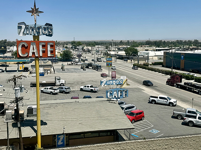 From this bird's-eye view, Zingo's stands as a beacon in Bakersfield&mdash;a landmark for hungry travelers and locals alike.
