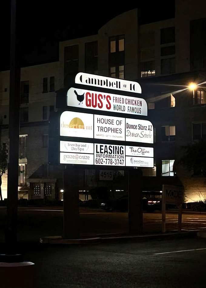 Even in the darkness, that sign shines like a beacon of hope for the hungry. Proof that good chicken transcends daylight hours.